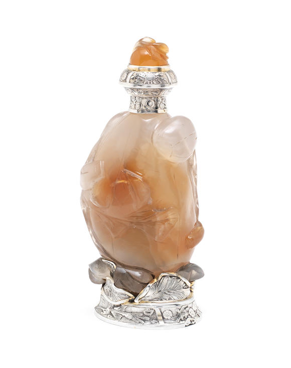 Bonhams : A Chinese agate and French silver and silver-gilt mounted ...