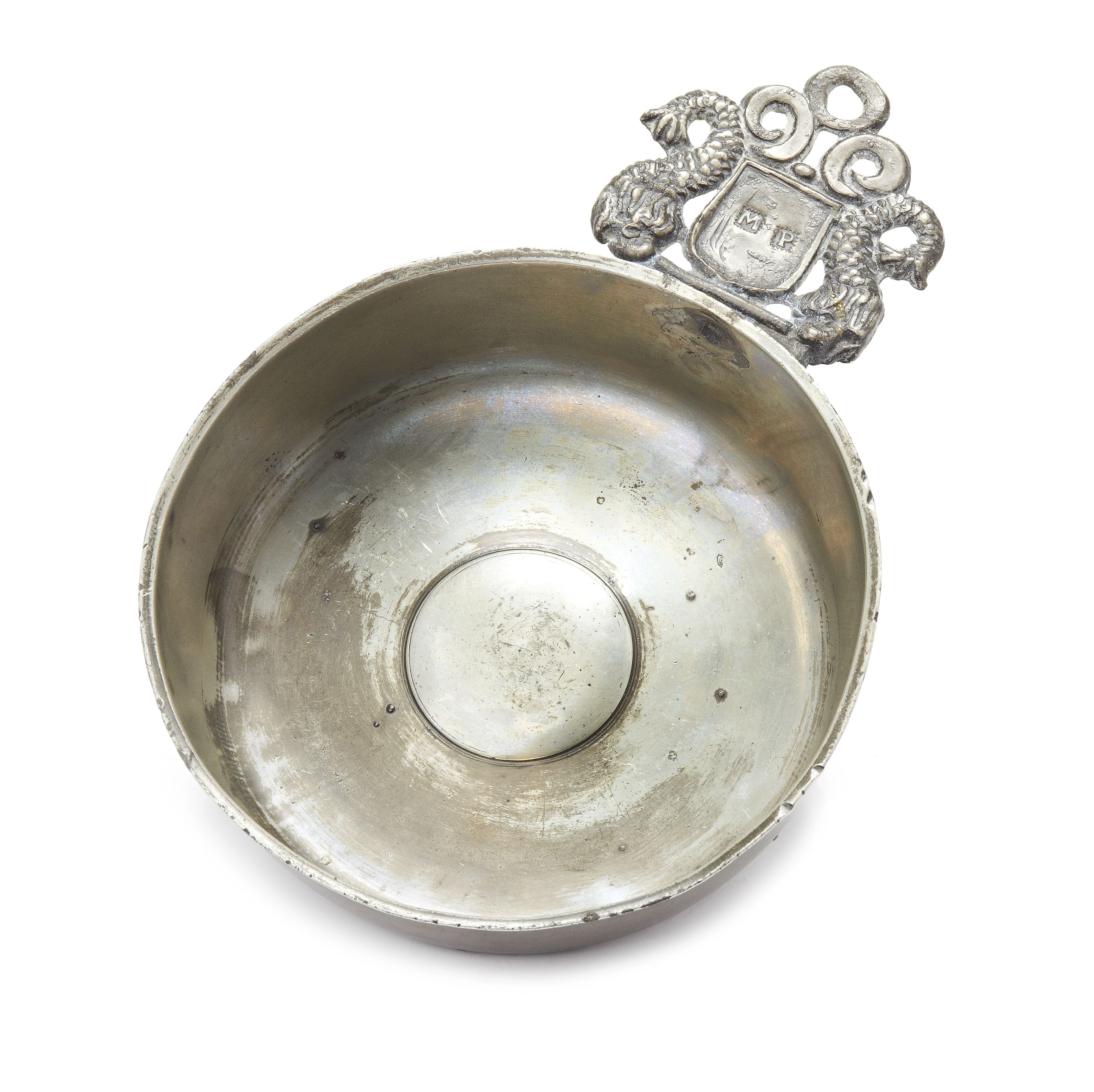 Bonhams : A rare 17th century pewter porringer, English, circa 1660 - 90