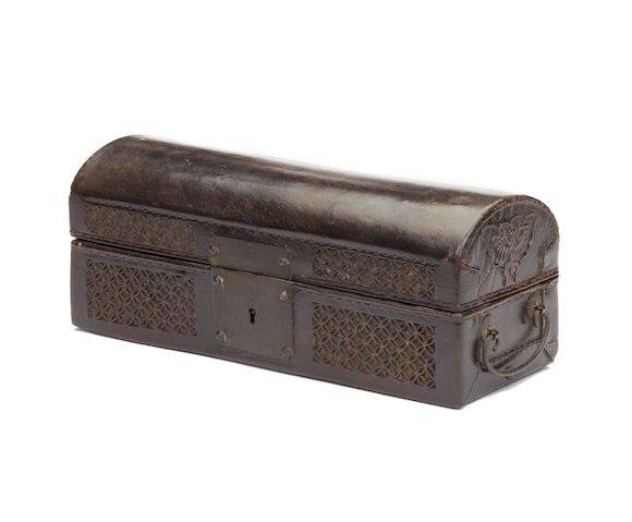 Bonhams : A 19th/20th century domed leather casket or coffret, French