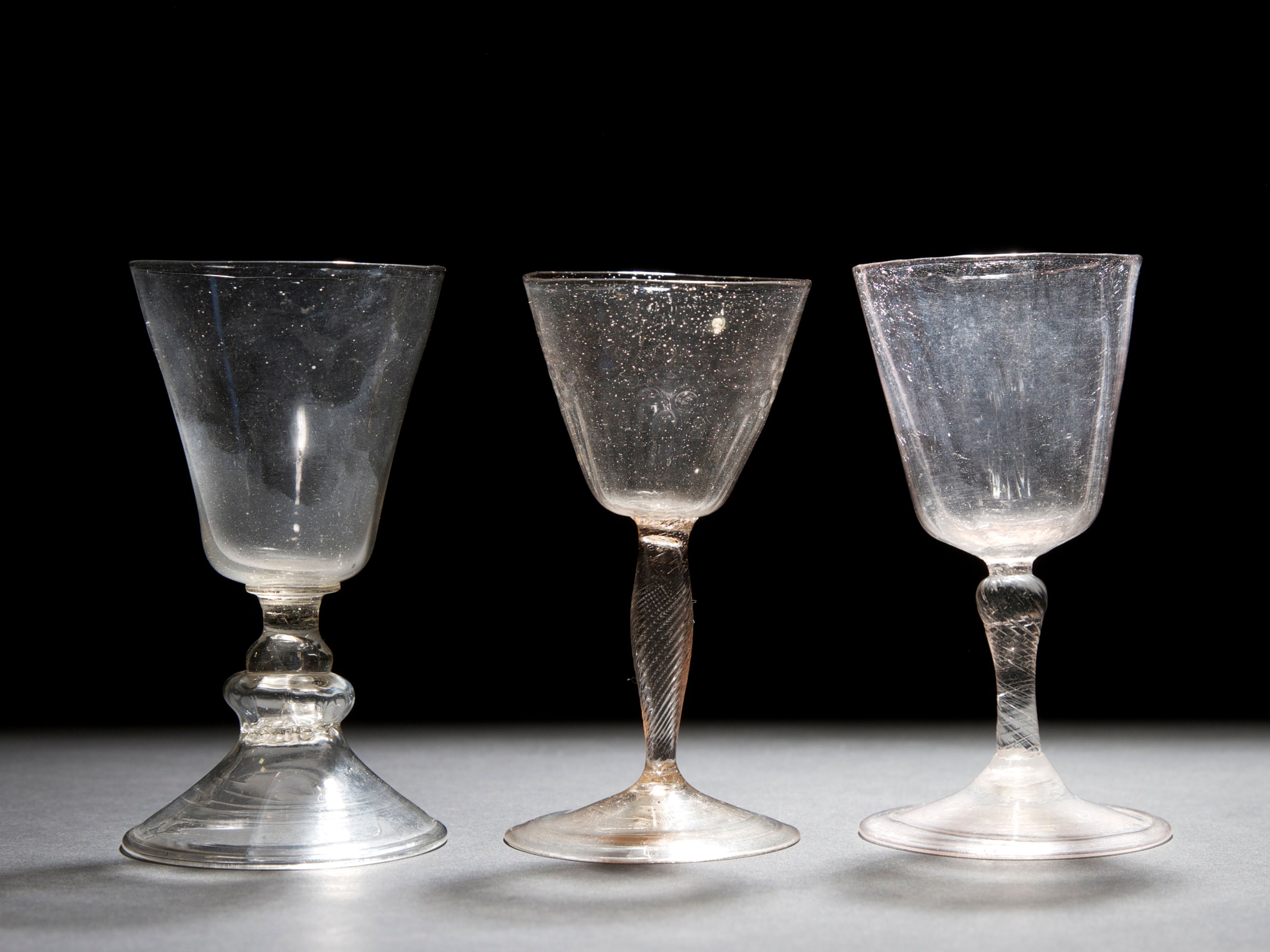 Bonhams : Three early wine glasses of facon de Venise type, late 17th ...
