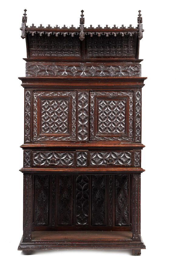 Bonhams : A Gothic Revival carved oak canopy cupboard Elements late 15th/early 16th Century