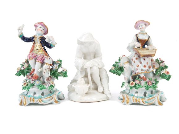 Bonhams : A pair of Bow figures and a Bow white-glazed figure of Winter ...