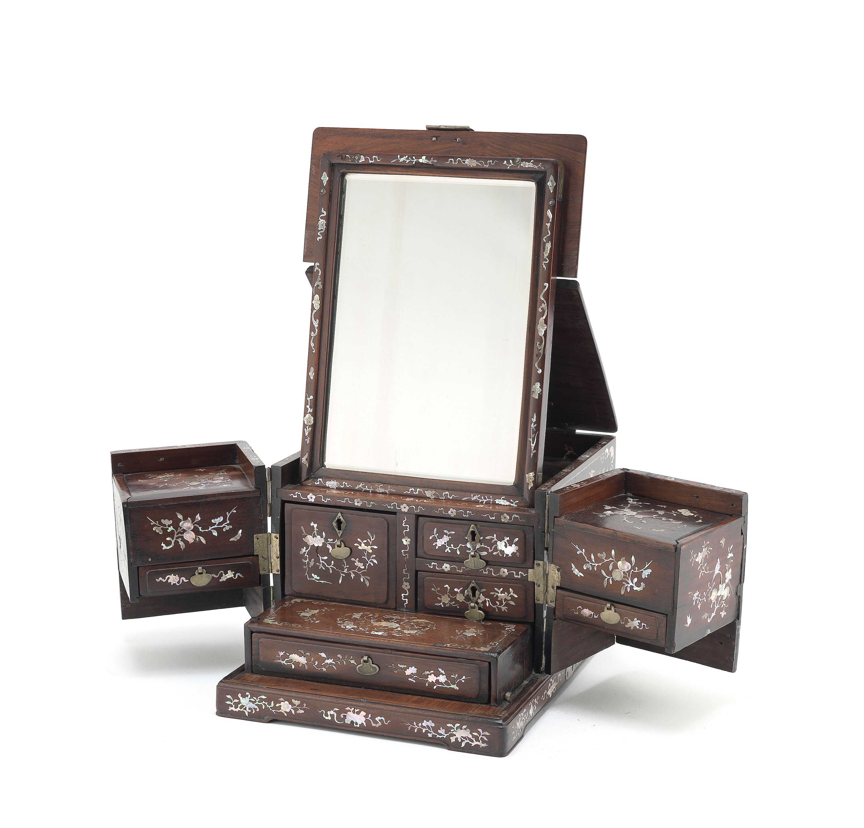 Bonhams : A mother-of-pearl inlaid hardwood dressing table box 19th century