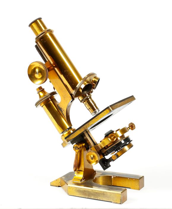 Bonhams : A good late 19th century R & J Beck brass monocular compound ...