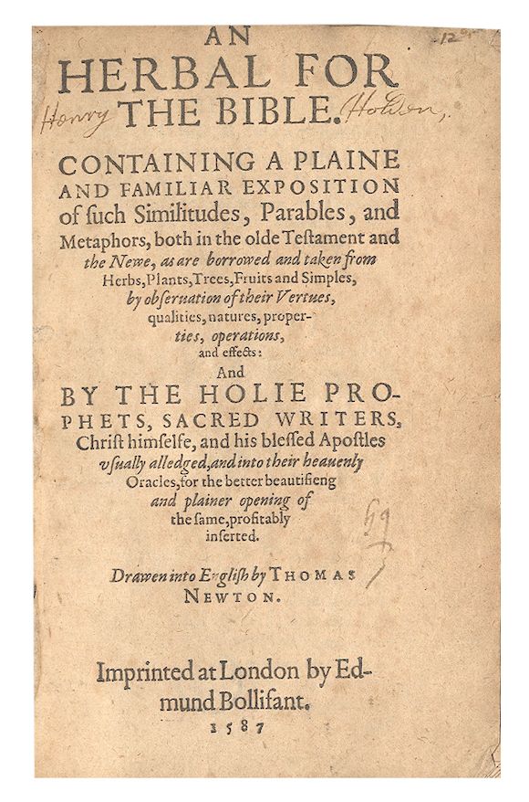 Bonhams : LEMNIUS (LEVINUS) An Herbal for the Bible. Containing a ...
