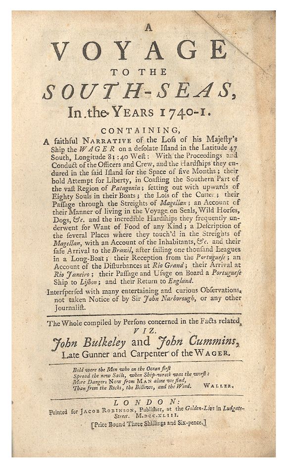 Bonhams : BULKELEY (JOHN) AND JOHN CUMMINS A Voyage to the South-Seas ...