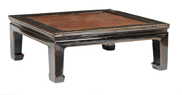 Bonhams : A large Chinese square black lacquered low centre table, with ...