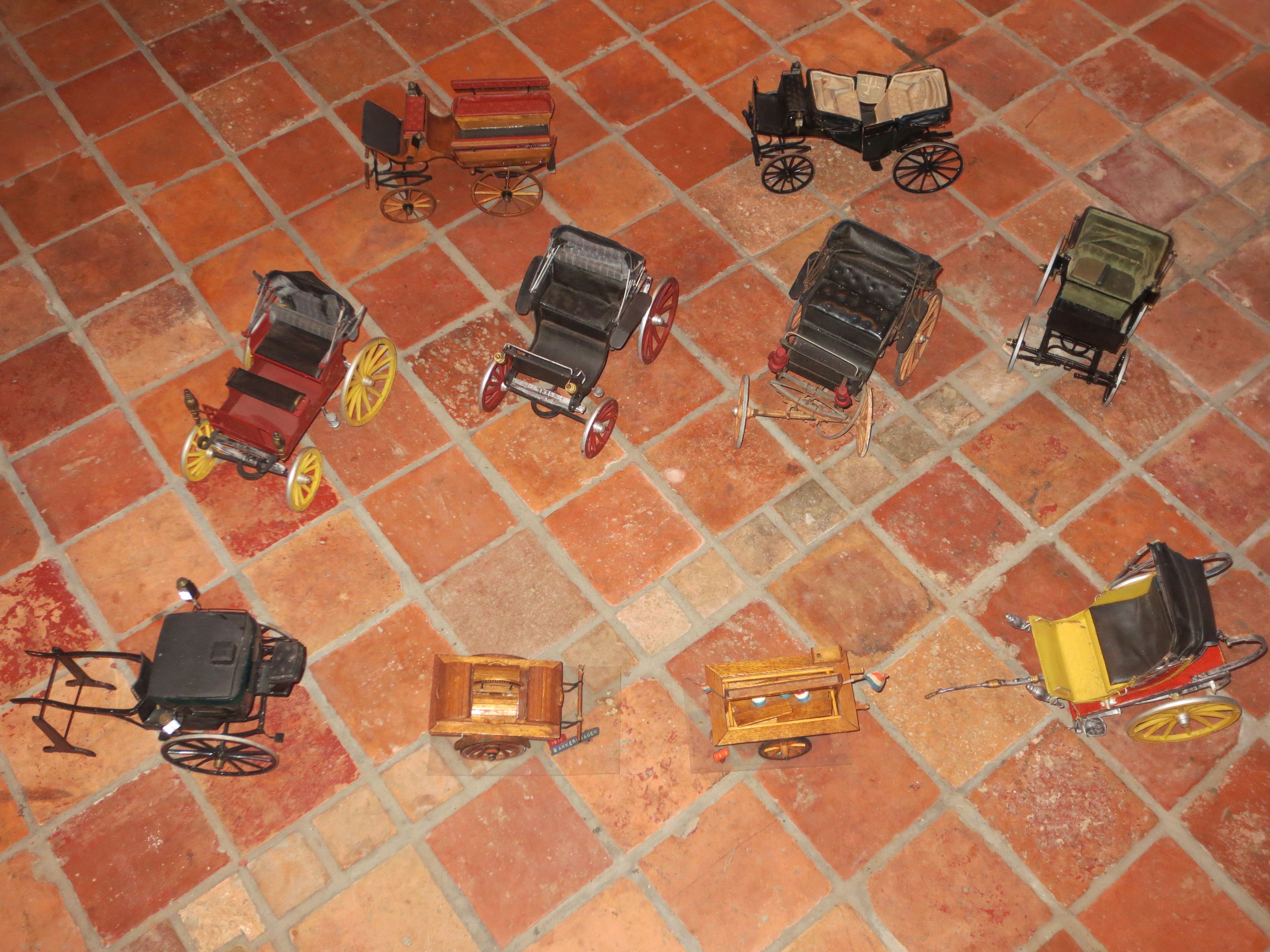 Bonhams Cars : A collection of eight hand-made models of horse drawn ...