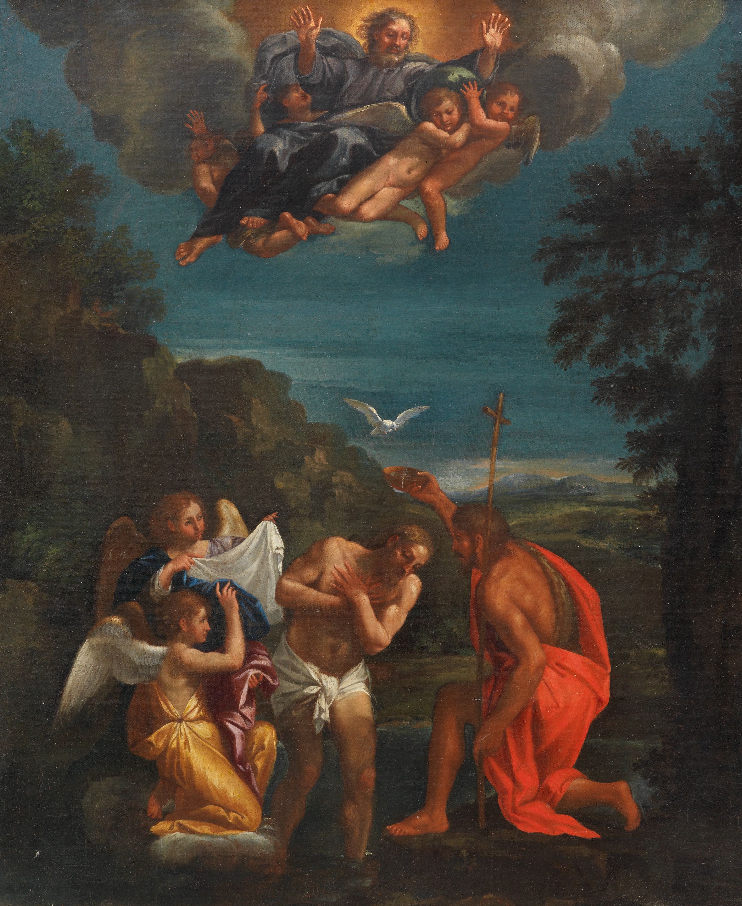 Bonhams : Studio of Francesco Albani (Bologna 1578-1660) The Baptism of ...