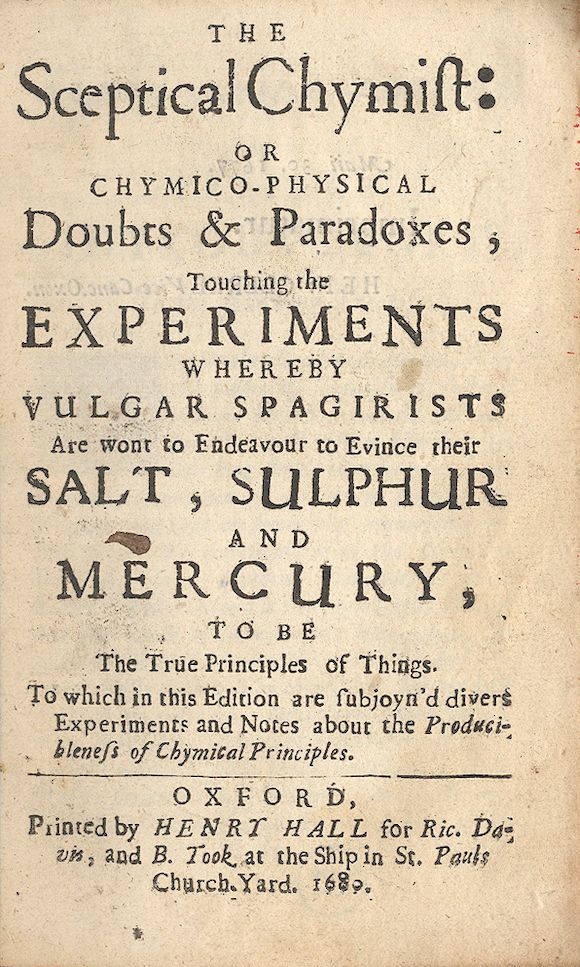 Bonhams : BOYLE (ROBERT) The Sceptical Chymist: or Chymo-Physical ...