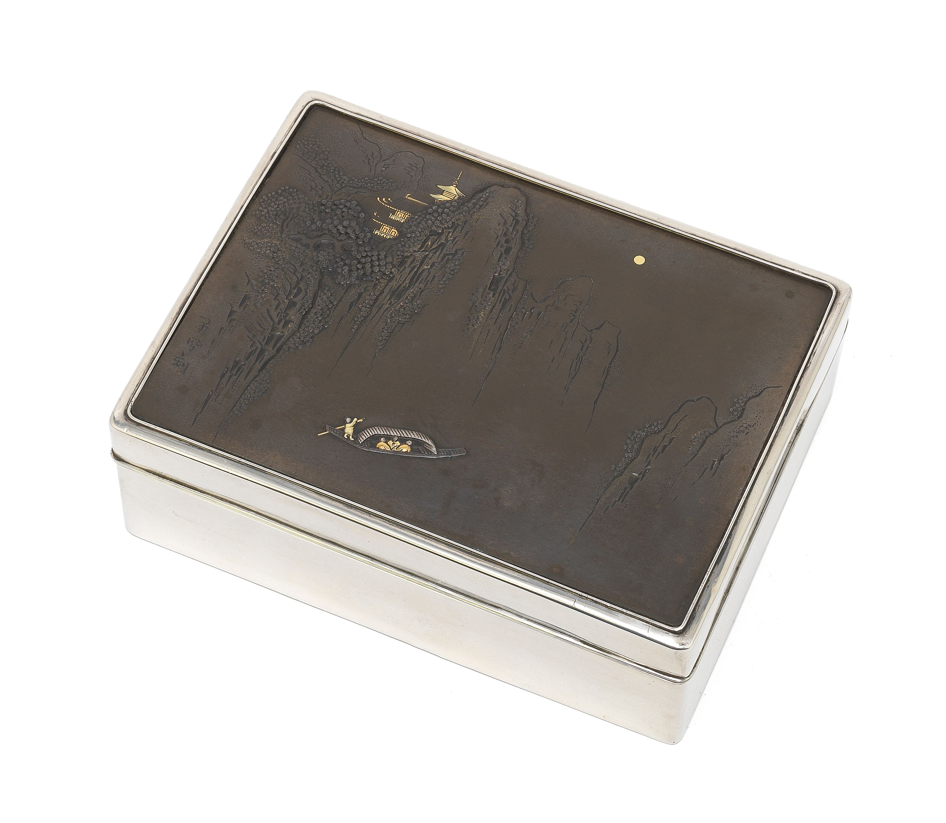 Bonhams : A Japanese Meiji period silver mounted mixed metal cigarette ...