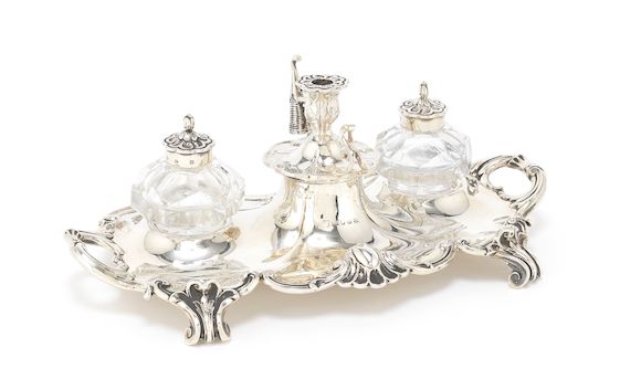 Bonhams : A Victorian silver inkstand by James & Nathaniel Creswick ...