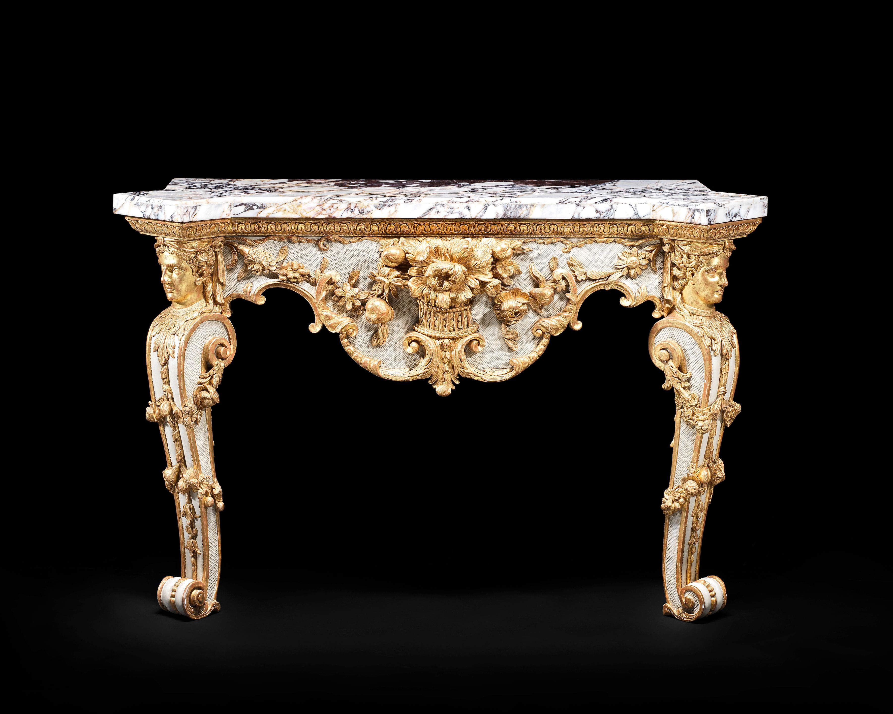 Bonhams : A George II style white painted and parcel gilt console ...