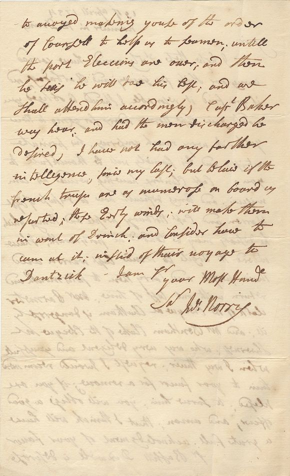 Bonhams : NORRIS (JOHN) Autograph letter signed ("Jn.o Norris"), to ...