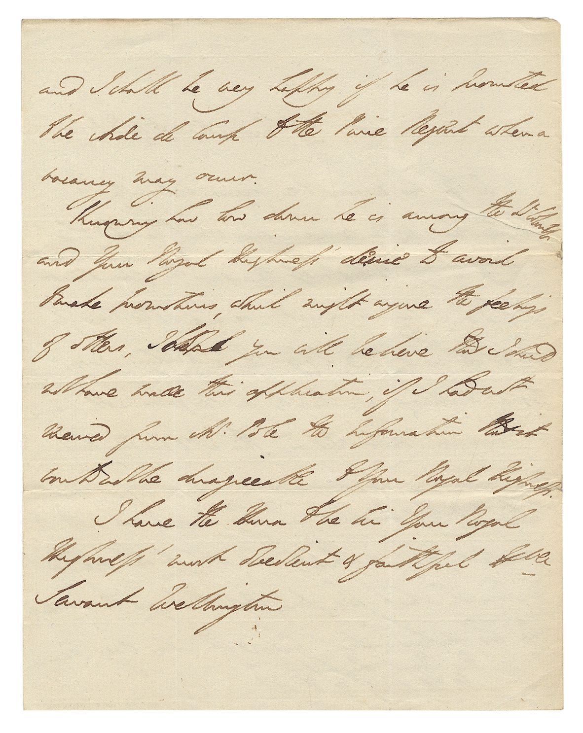 Bonhams : WELLINGTON (ARTHUR WELLESLEY, first Duke of) Autograph letter ...