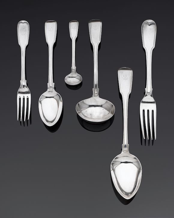 Bonhams : A silver collected Fiddle and Thread pattern flatware service ...