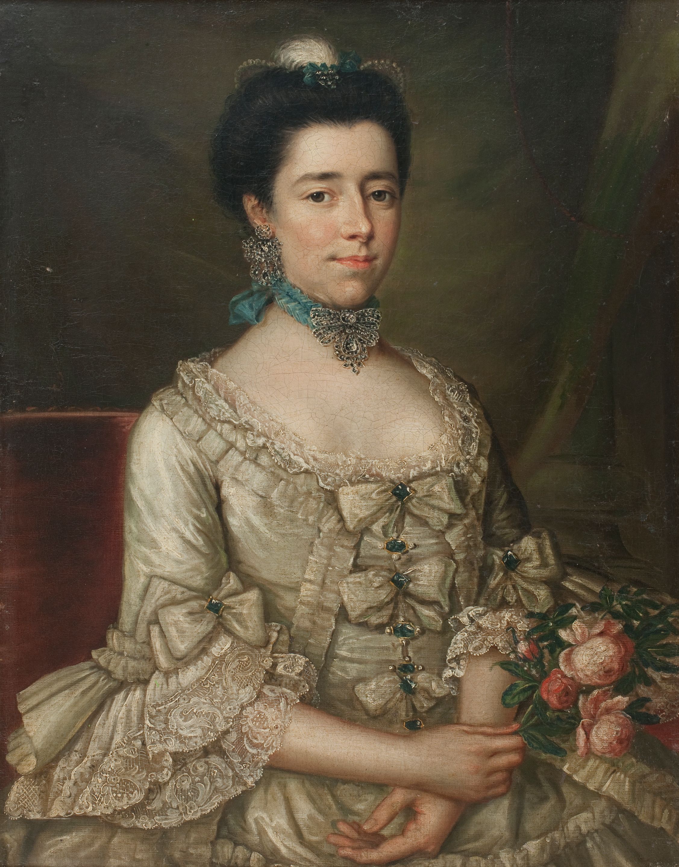 Bonhams : Manner of Johann Joseph Zoffany Portrait of a Lady with roses