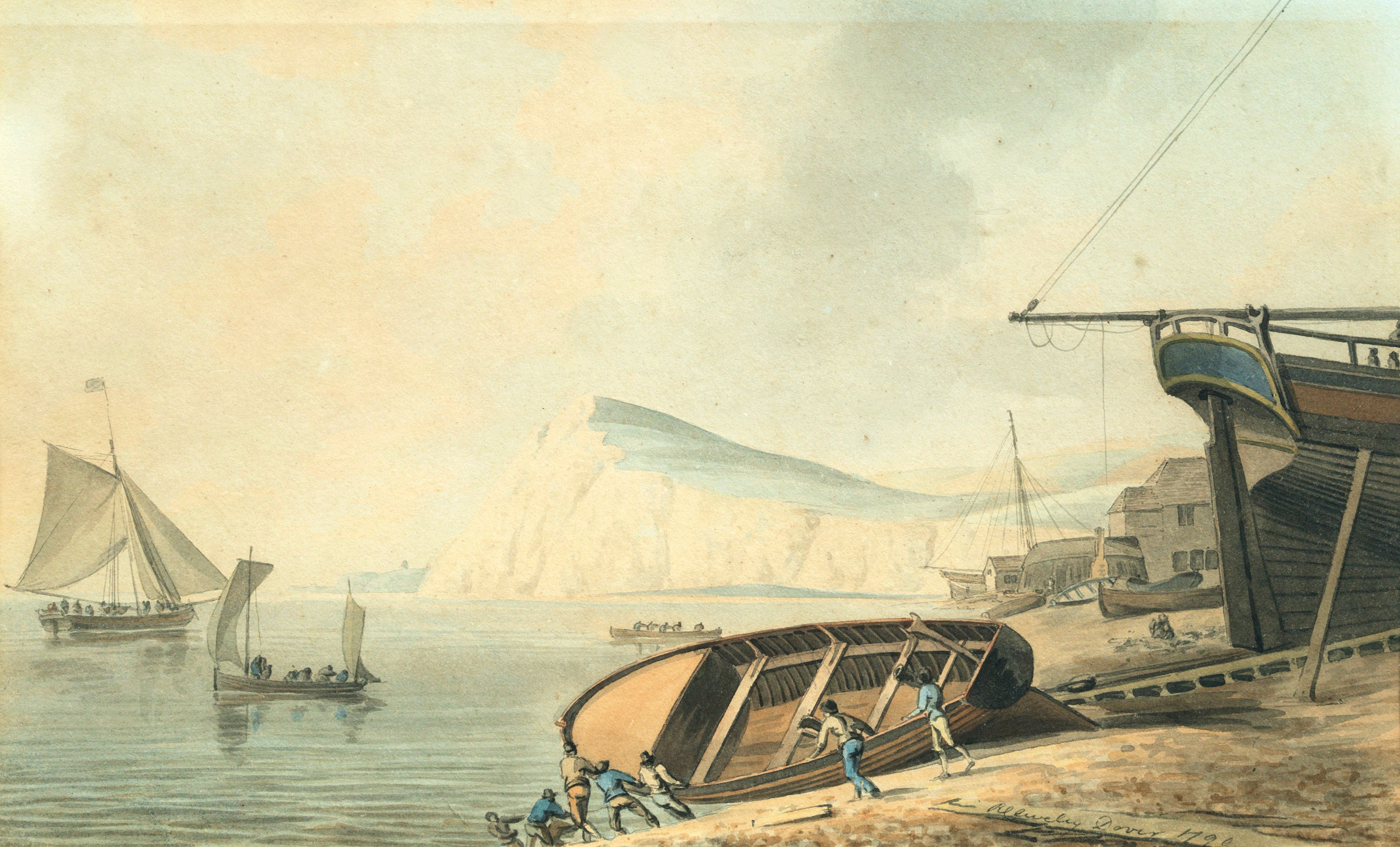 Bonhams : Robert Cleveley (British, 1747-1809) Pushing out the boat ...