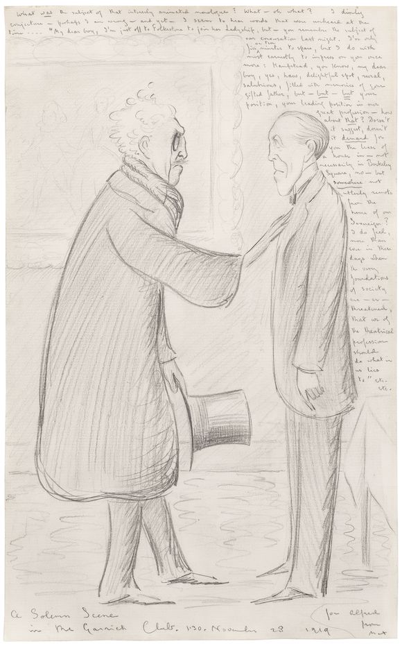 Bonhams : Sir Max Beerbohm (British, 1872-1956) A Solemn Scene in the ...