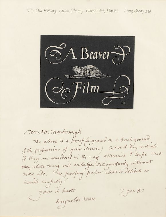 Bonhams : Beaver Films: a concept production company logo and enlargement,