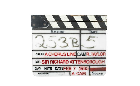 Bonhams : A Chorus Line: a plastic clapperboard used during the ...