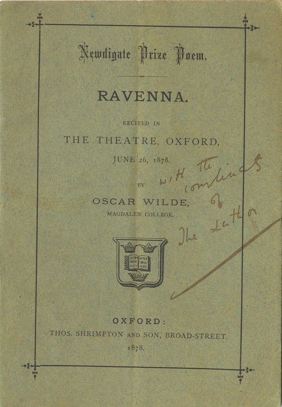 Bonhams : WILDE (OSCAR) Newdigate Prize Poem, Ravenna, Recited in The ...