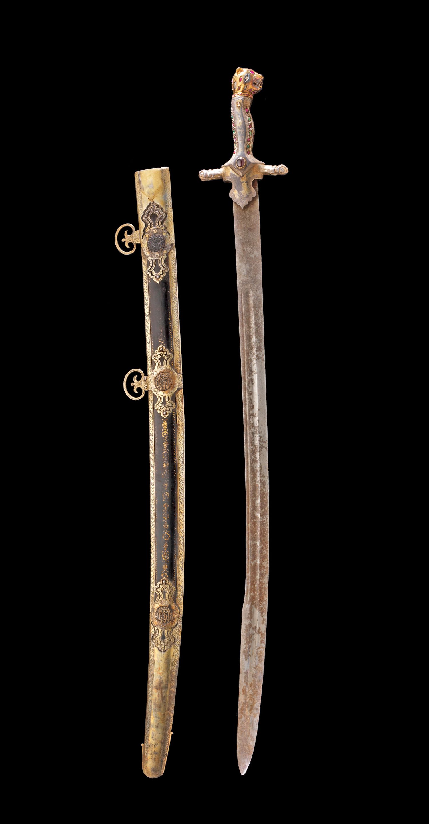 Bonhams : An important rare gem-set Sword with Tiger's head pommel from ...