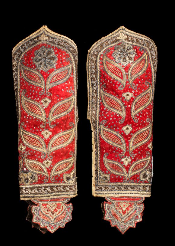 Bonhams : A rare pair of fine metal-thread embroidered Arm Guards ...