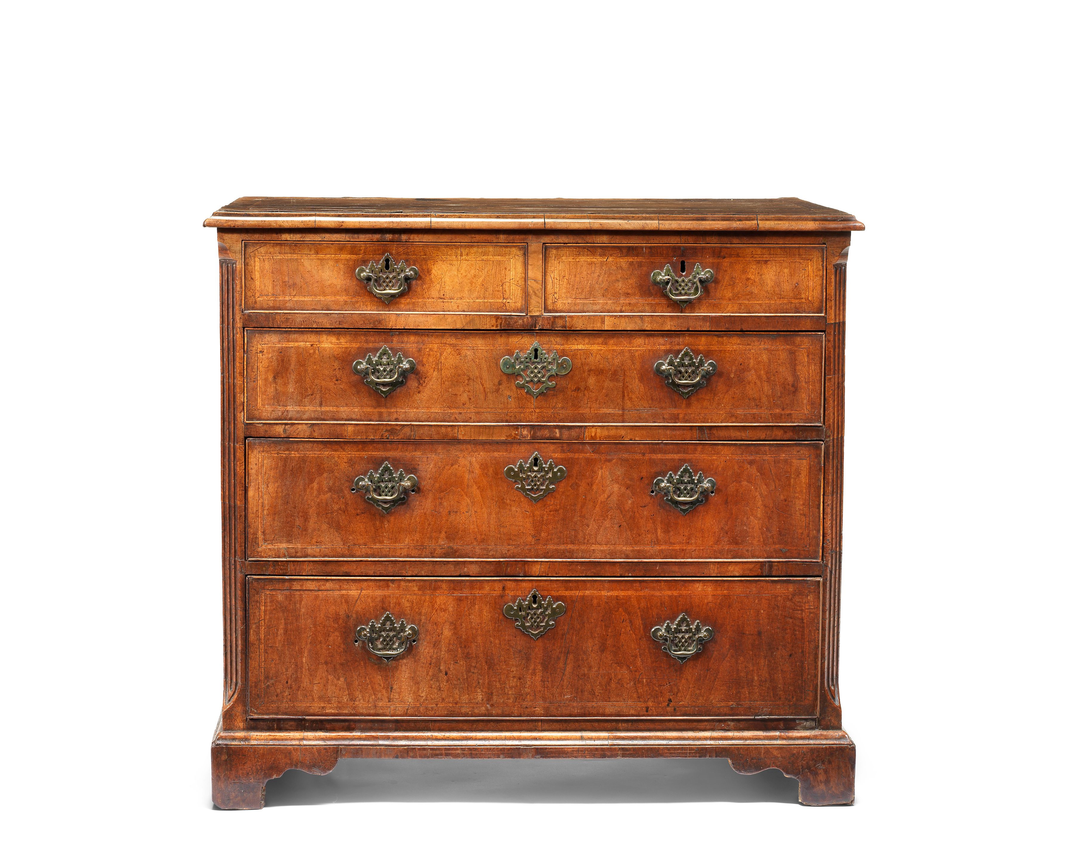 Bonhams : A George I walnut, crossbanded and featherbanded chest