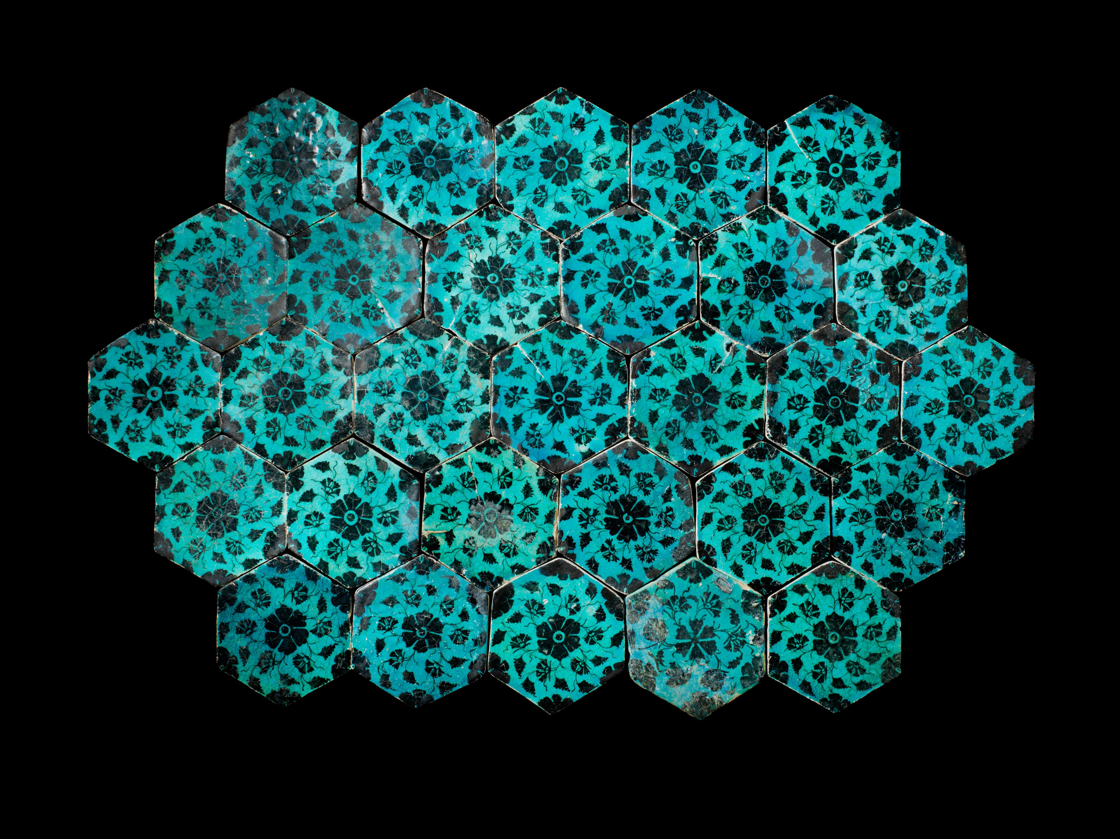 Bonhams : A group of Timurid underglaze painted pottery Tiles Persia ...