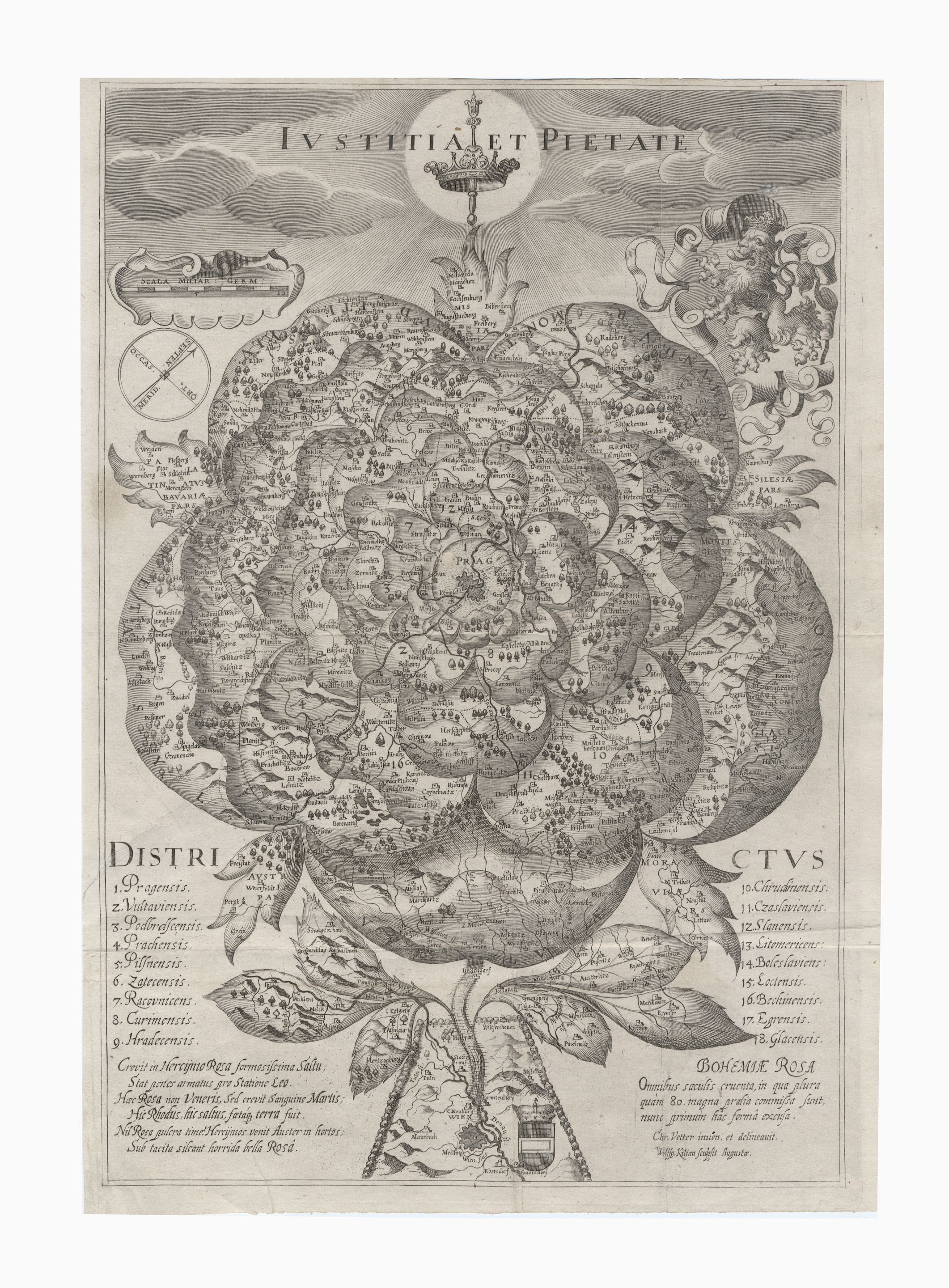 Bonhams : BOHEMIAN ROSE MAP VETTER (CHRISTIAN) Bohemiae Rosa, 1668