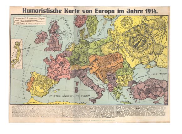 Bonhams : COMIC MAP - WORLD WAR I Humoristische Karte von Europa im ...