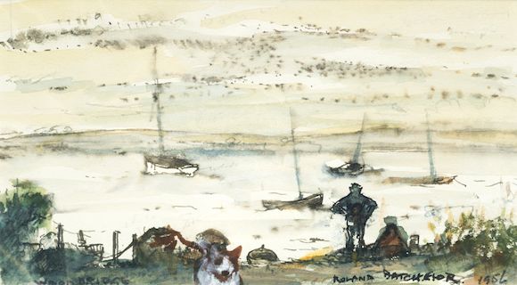 Bonhams : Roland Batchelor (British, 1889-1990) Two figures by the side ...