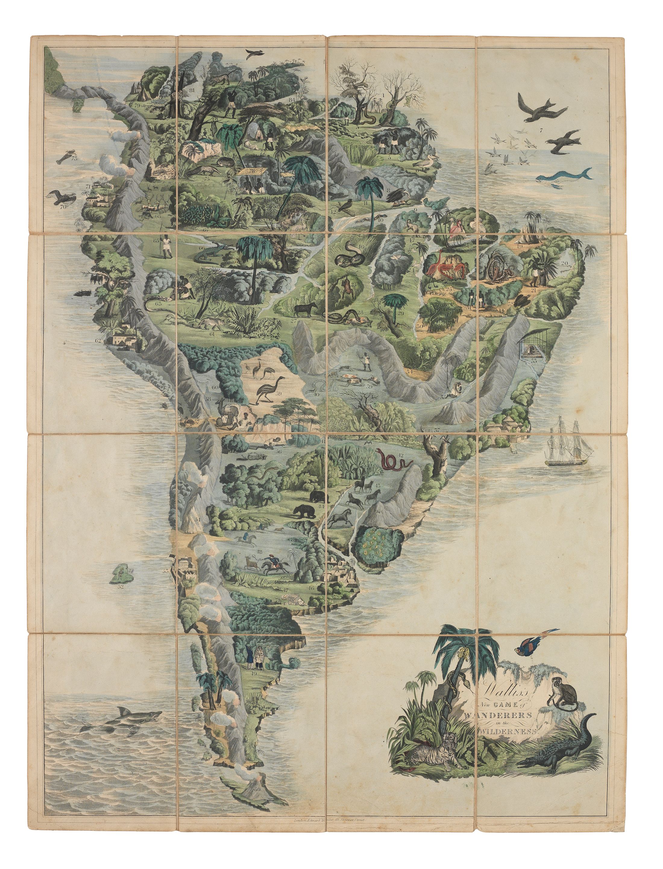 Bonhams : MAP GAME Wallis's New Game of Wanderers in the Wilderness ...