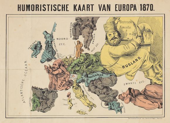 Bonhams : COMIC MAPS Nouvelle carte d'europe dressé pour 1870 ...