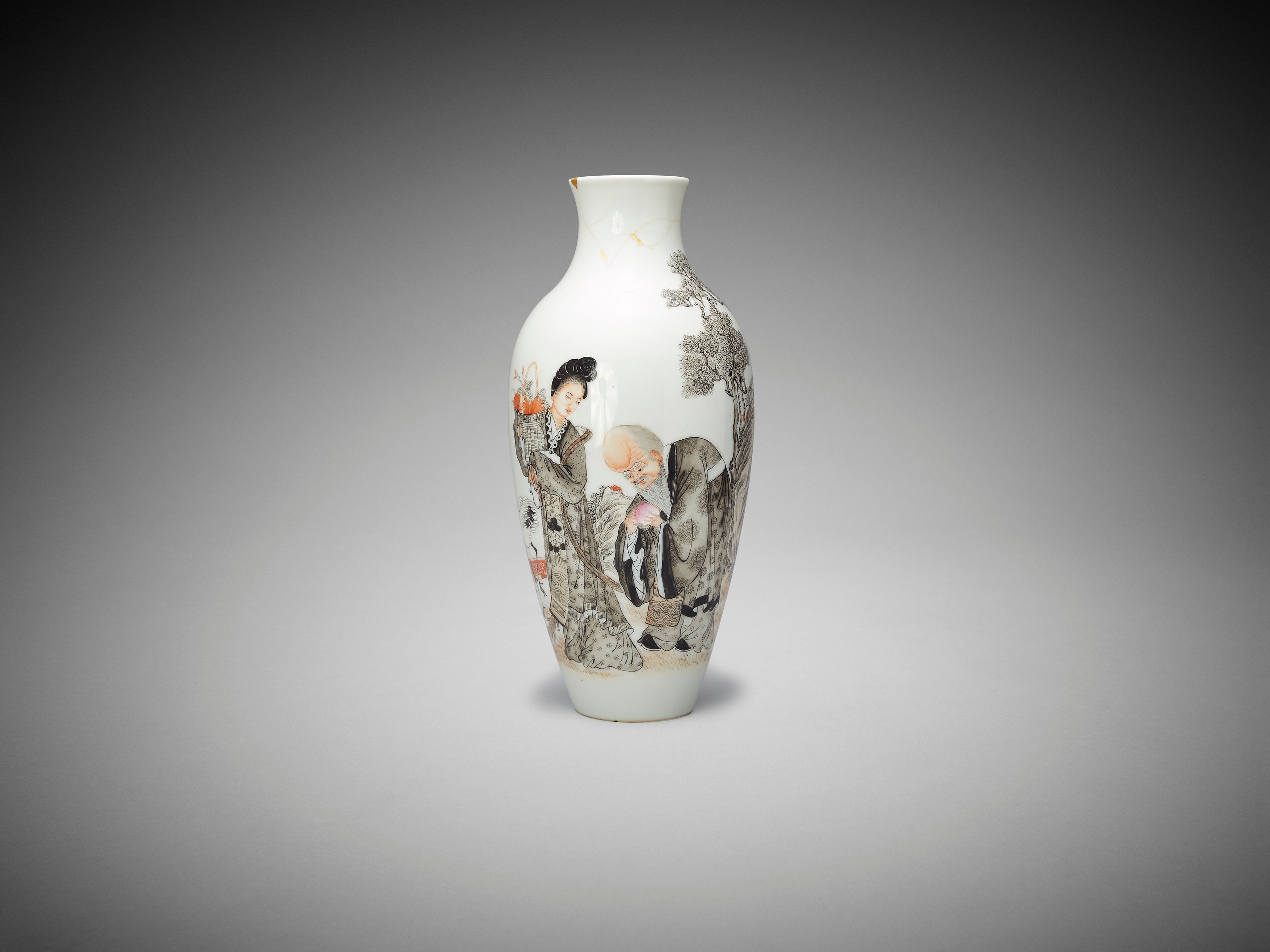 Bonhams : A Chinese polychrome 'longevity' vase Hongxian four-character ...