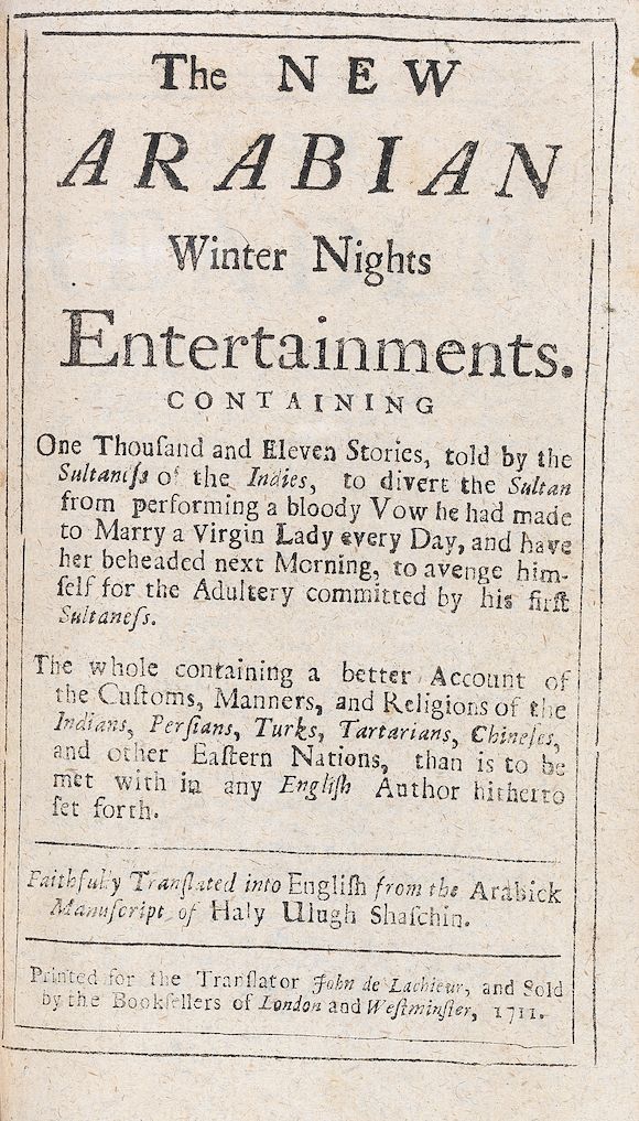Bonhams : ARABIAN NIGHTS The New Arabian Winter Nights Entertainments ...