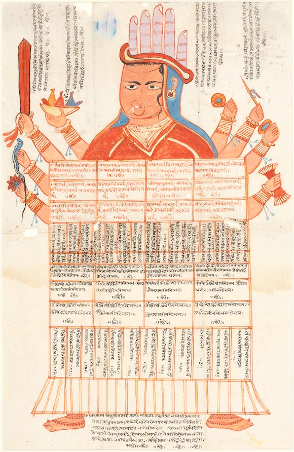 Bonhams : A tantric painting depicting the Goddess, Devi Rajasthan ...