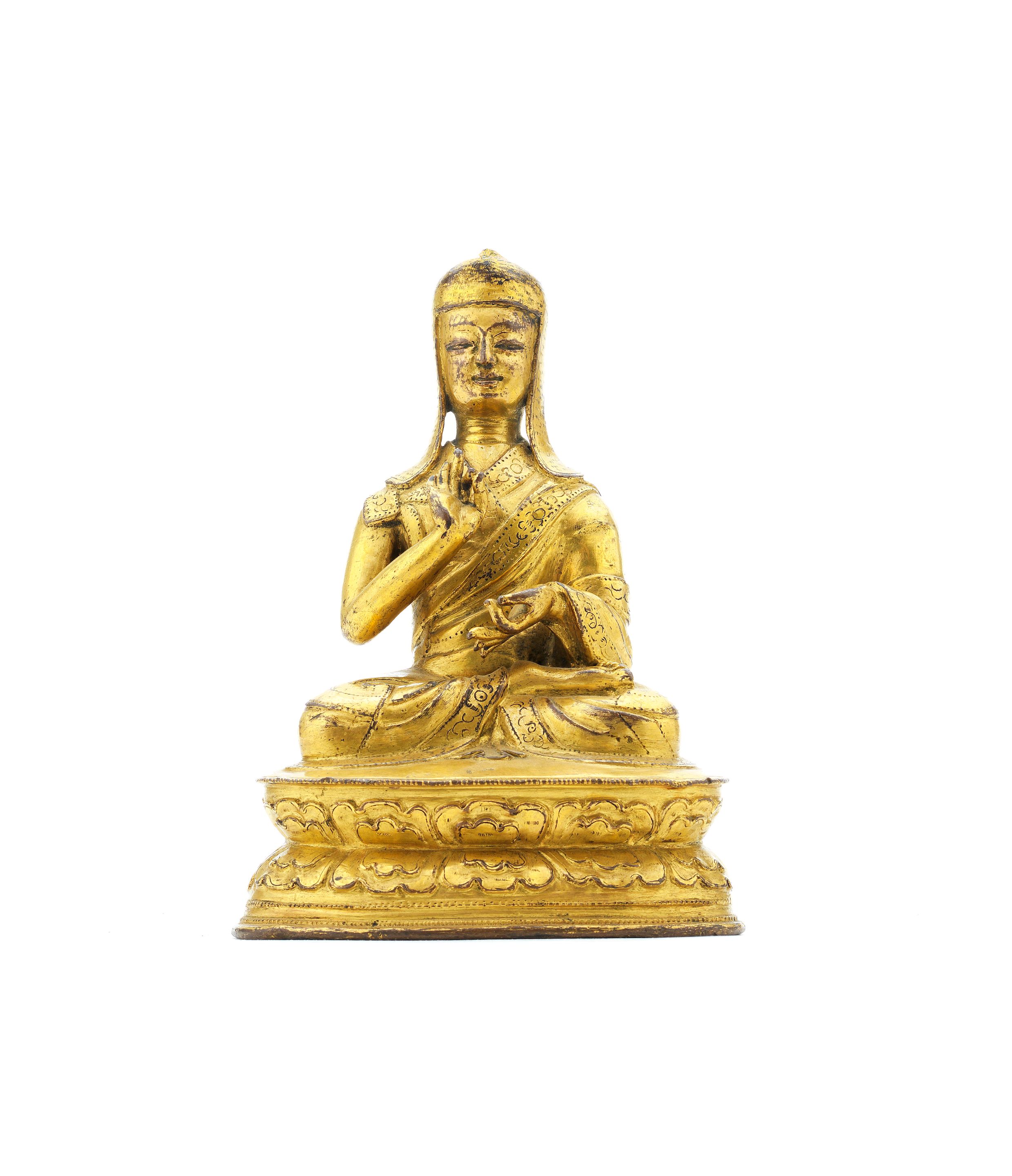 Bonhams : A gilt-bronze seated figure of Sakya Lama, possibly Sakya ...