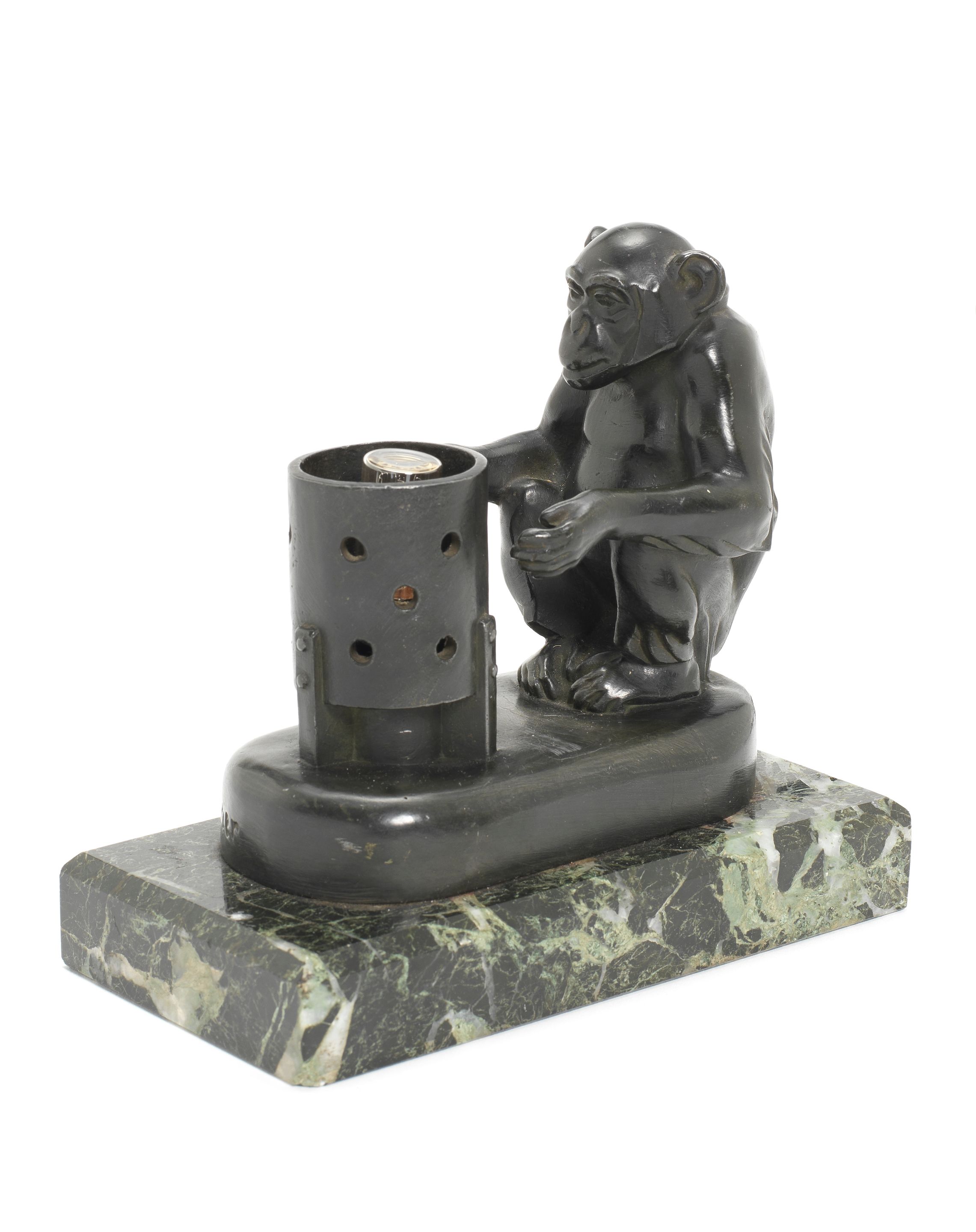 Bonhams : Max Le Verrier 'Pluie' a Patinated Art Metal Monkey Lamp ...