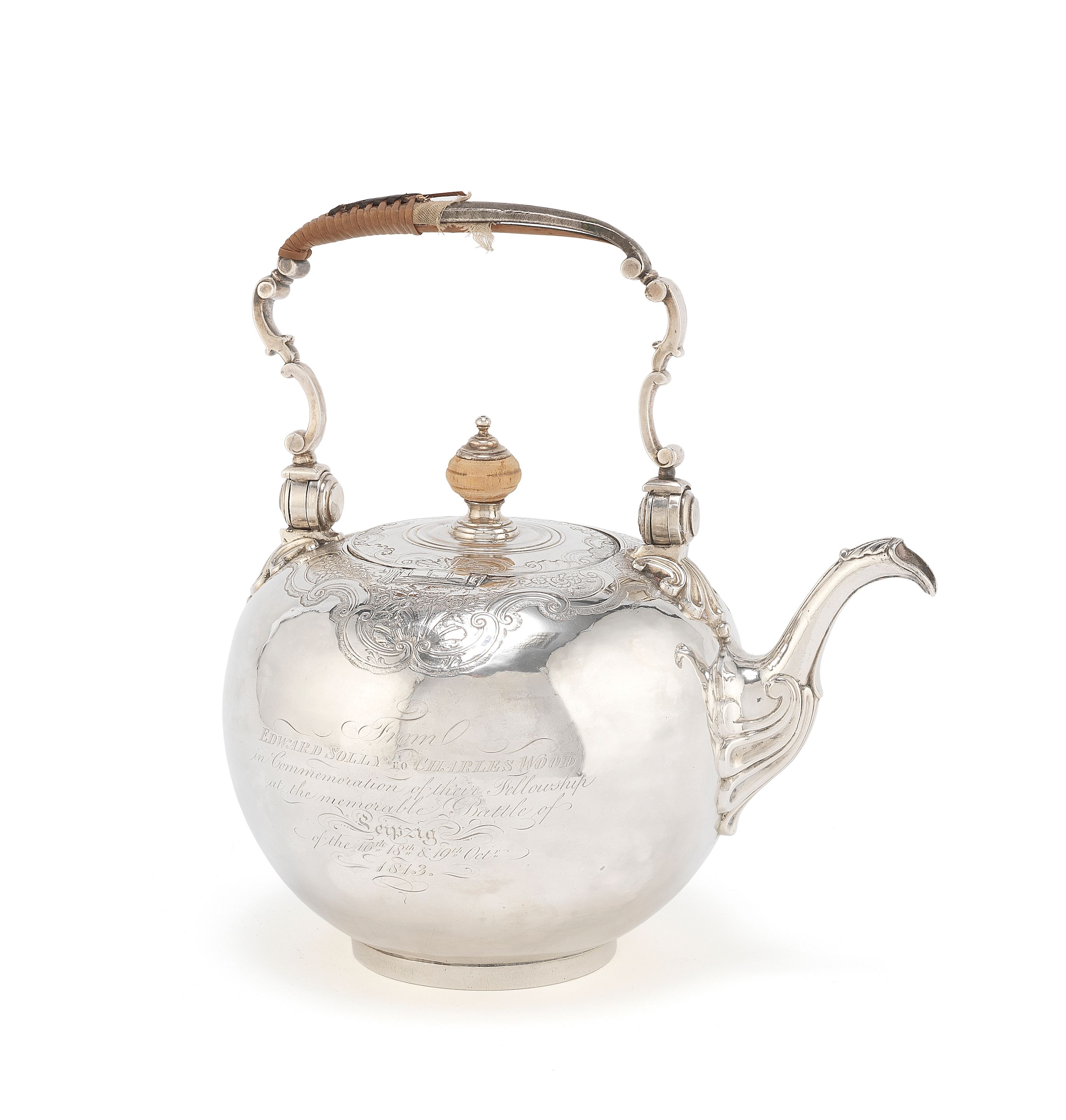 Bonhams : A George II silver presentation tea kettle by Benjamin ...