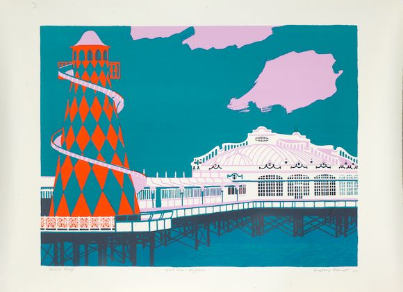 Bonhams : West Pier, Brighton, Geoffrey Elliott (b. 1935),