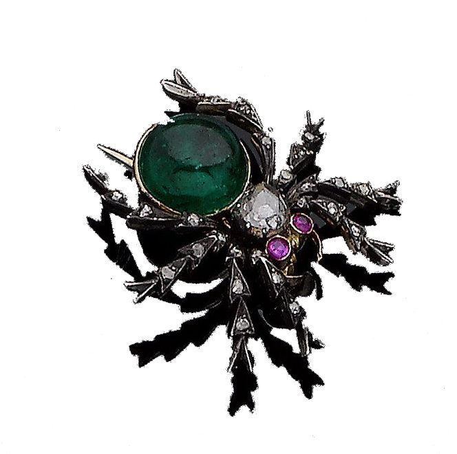Bonhams : A gem-set spider brooch,
