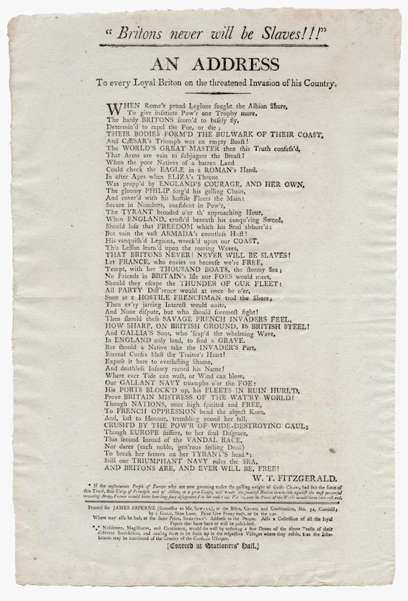 Bonhams : BROADSIDES - NAPOLEON - FITZGERALD (WILLIAM THOMAS) "Britons ...