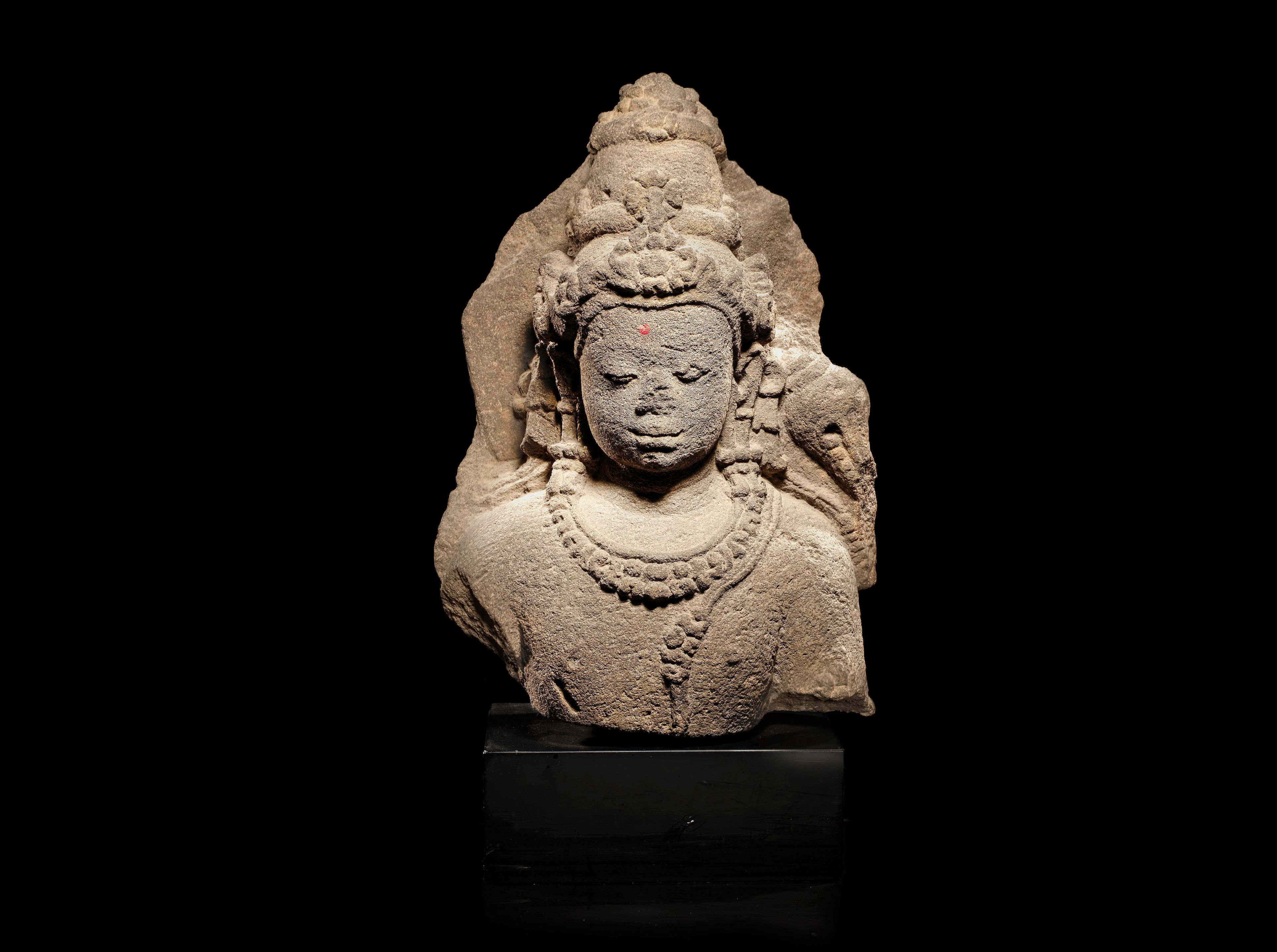 Bonhams : A granite bust of Vishnu Java, Indonesia, 9th - 10th Century