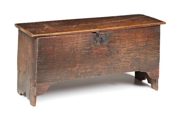 Bonhams : A small 17th century elm boarded chest