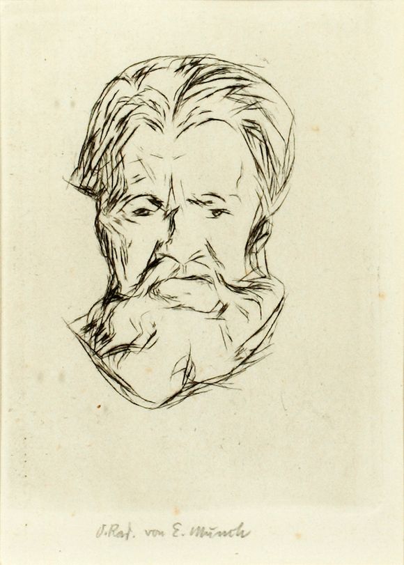 Bonhams : Edvard Munch (Norwegian, 1863-1944) Portrait of a man Etching ...