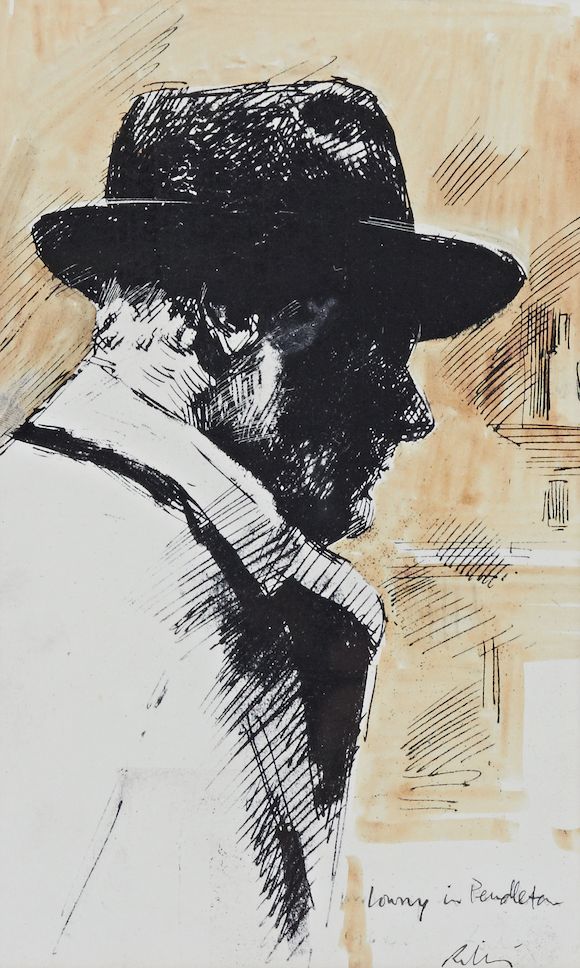 Bonhams : Harold Riley (British, born 1934) Lowry in his Studio ...