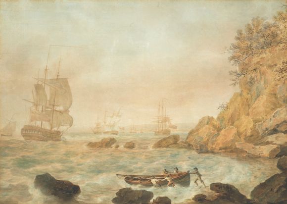 Bonhams : Nicholas Pocock (British, 1740-1821) Launching the cutter