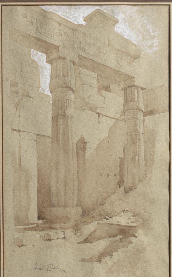 Bonhams : Howard Carter (British, 1873-1939) The Colossi at Memnon; The ...